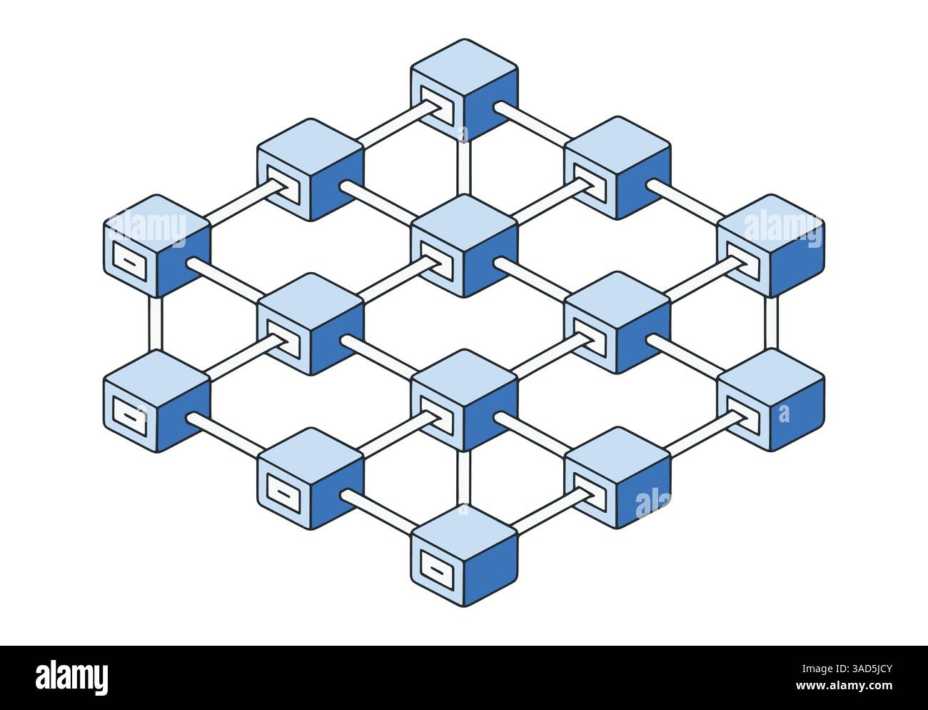 Illustration of interconnected blocks forming a chain, representing conceptual blockchain ...