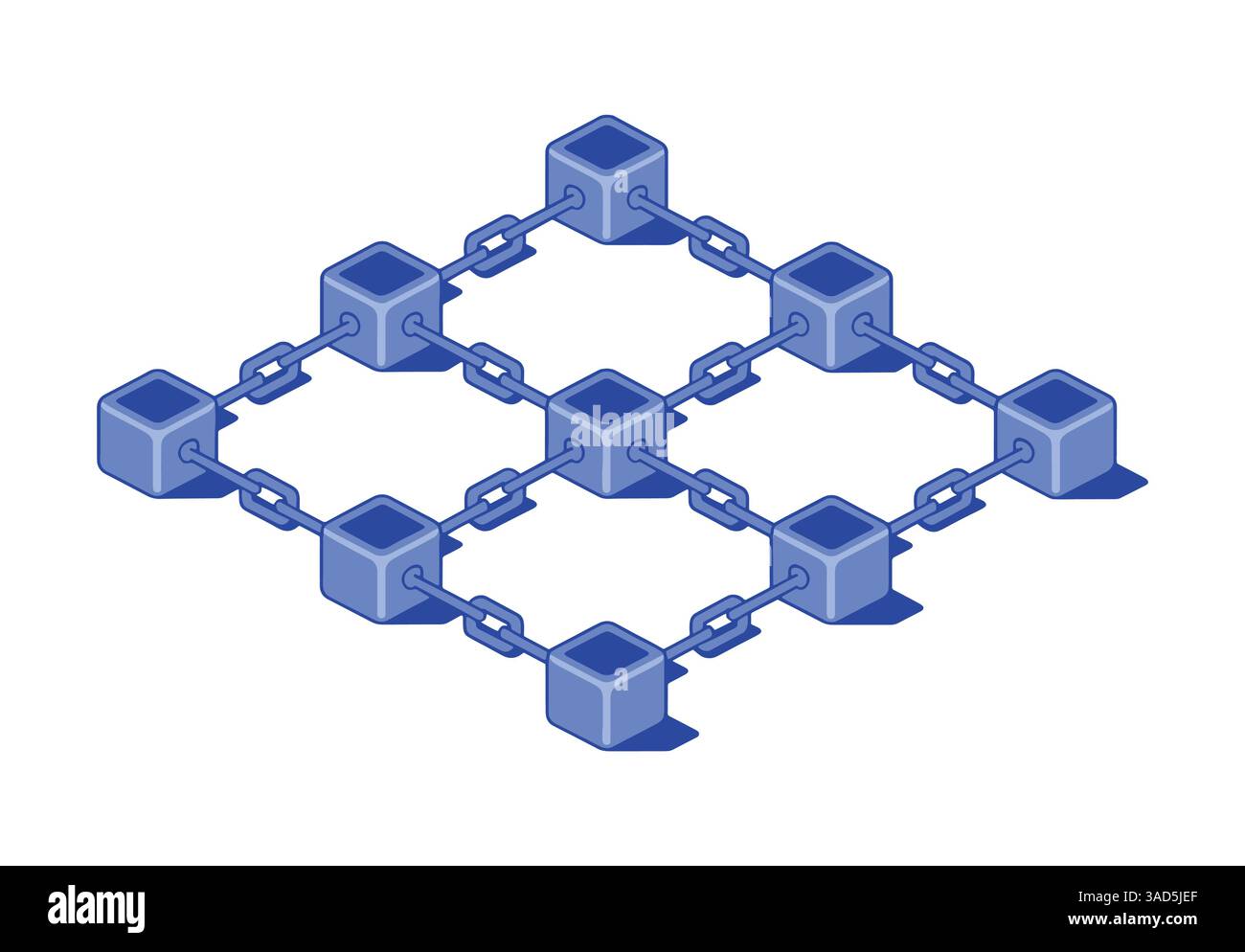 Illustration of interconnected blocks forming a chain, representing conceptual blockchain ...
