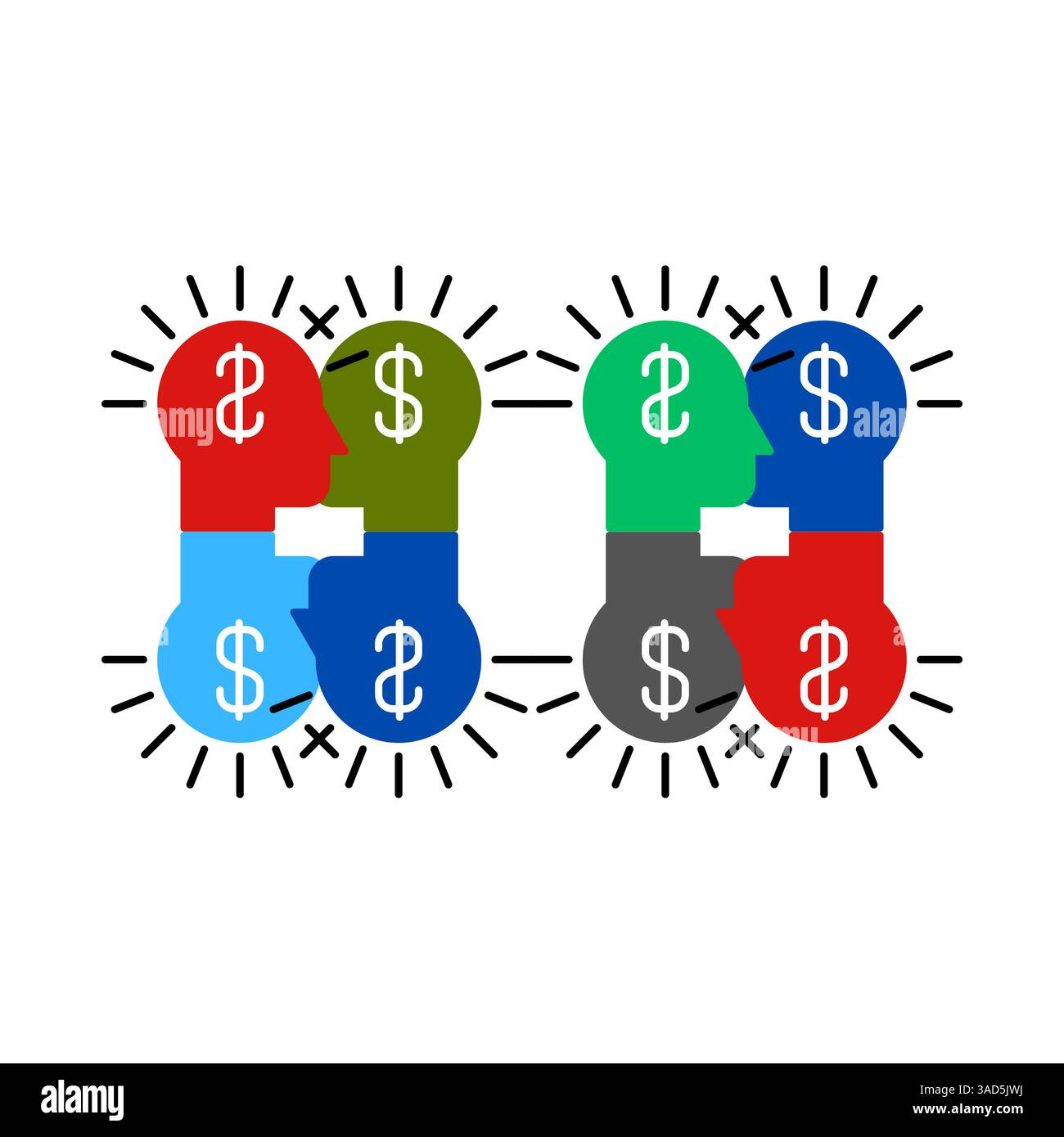 Rich head with dollar sign vector design isolated in white background ...