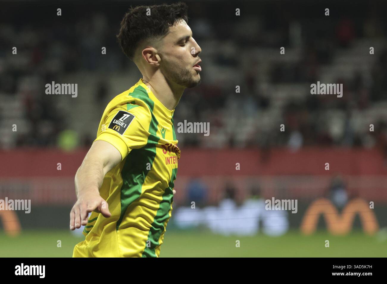 Matthis Abline of Nantes celebrates his goal during the French ...
