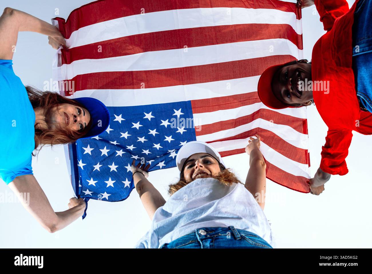 Concept of patriotism, independence day. Young people holding american ...