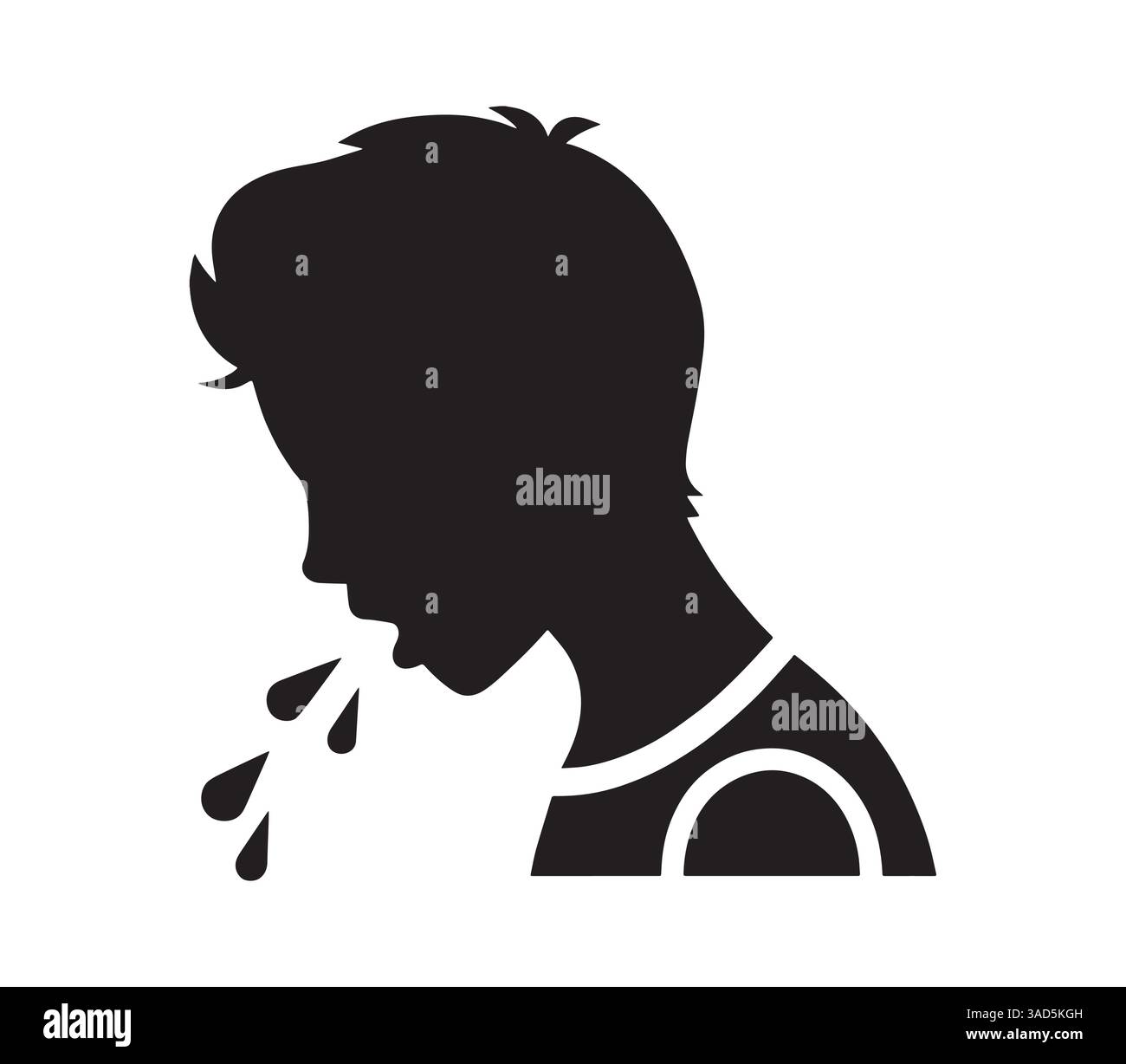 Man silhouette spitting saliva icon. Simple flat cartoon style ...