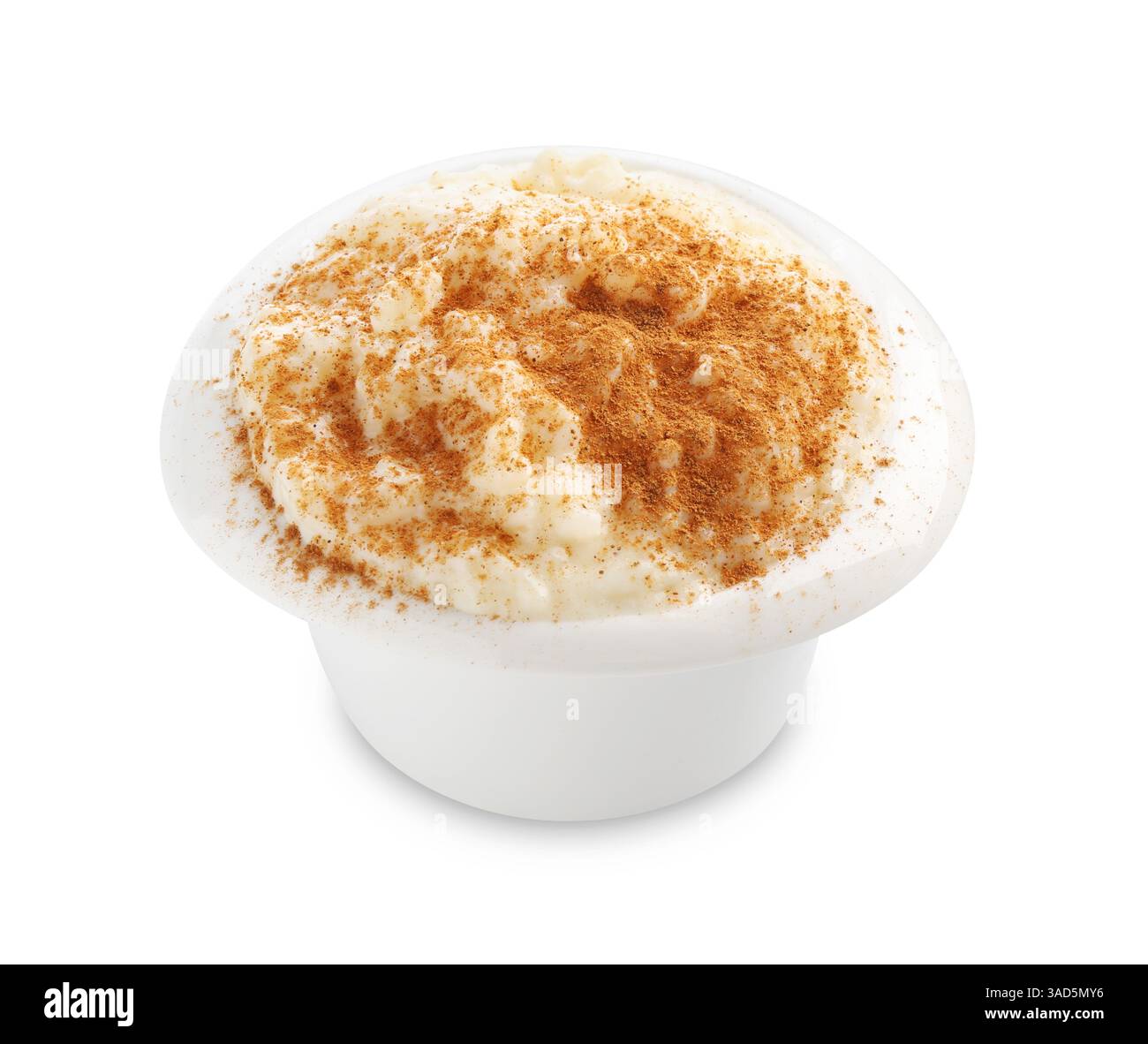 Delicious rice pudding with cinnamon in bowl isolated on white Stock ...