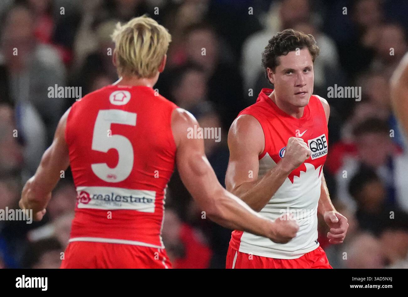Melbourne, Australia. 05th Apr, 2025. Hayden McLean of the Swans ...