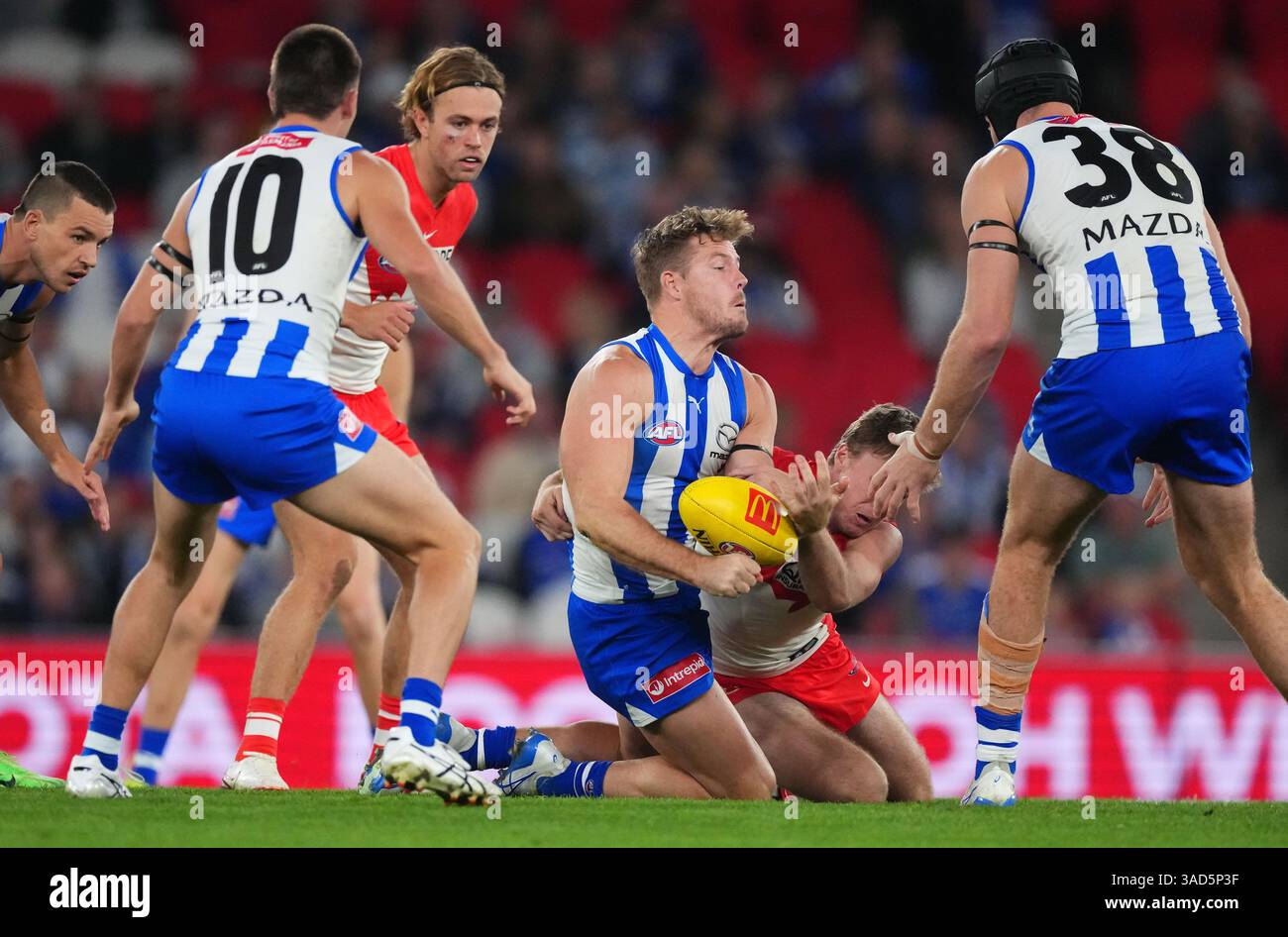 Luke Parker of the Kangaroos competes for the ball during the AFL Round ...