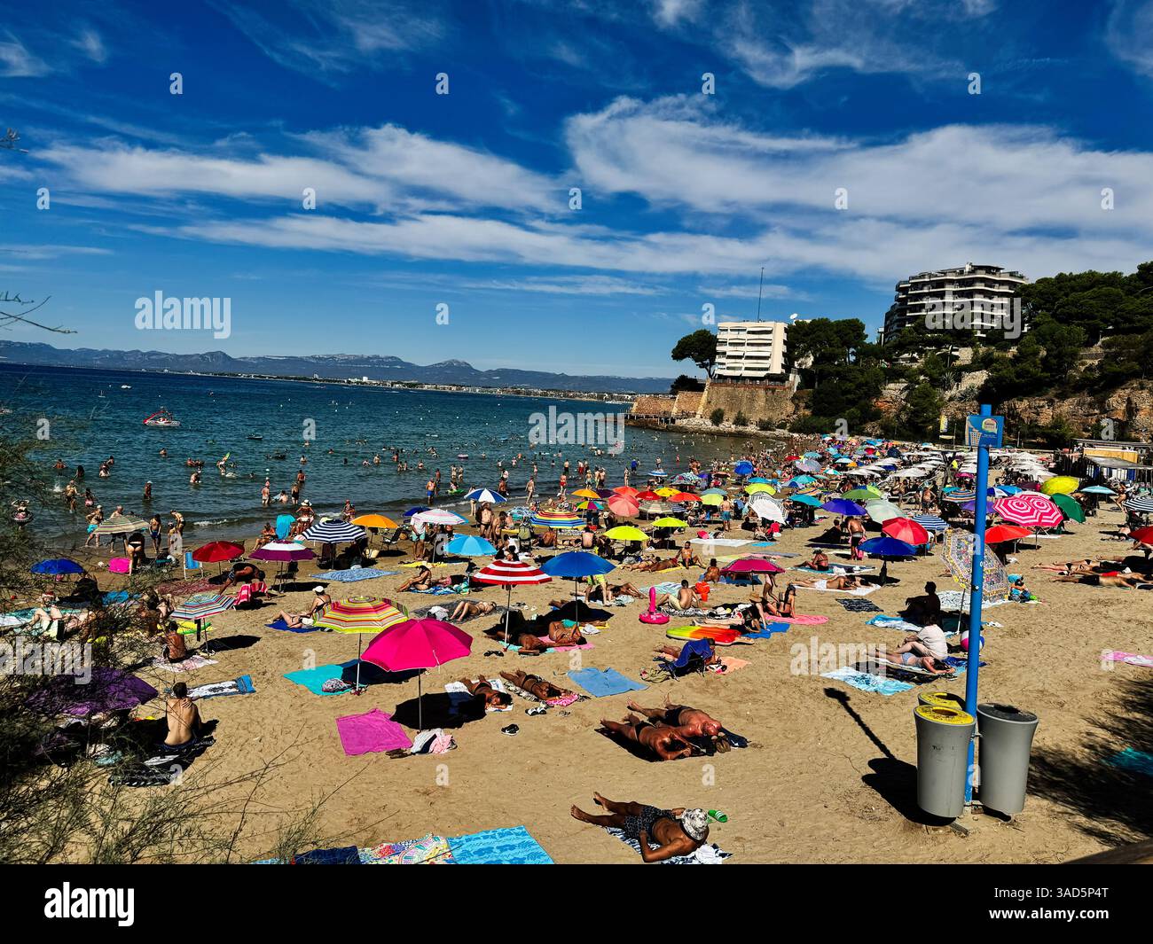 Crowded salou beach in summer hi-res stock photography and images - Alamy