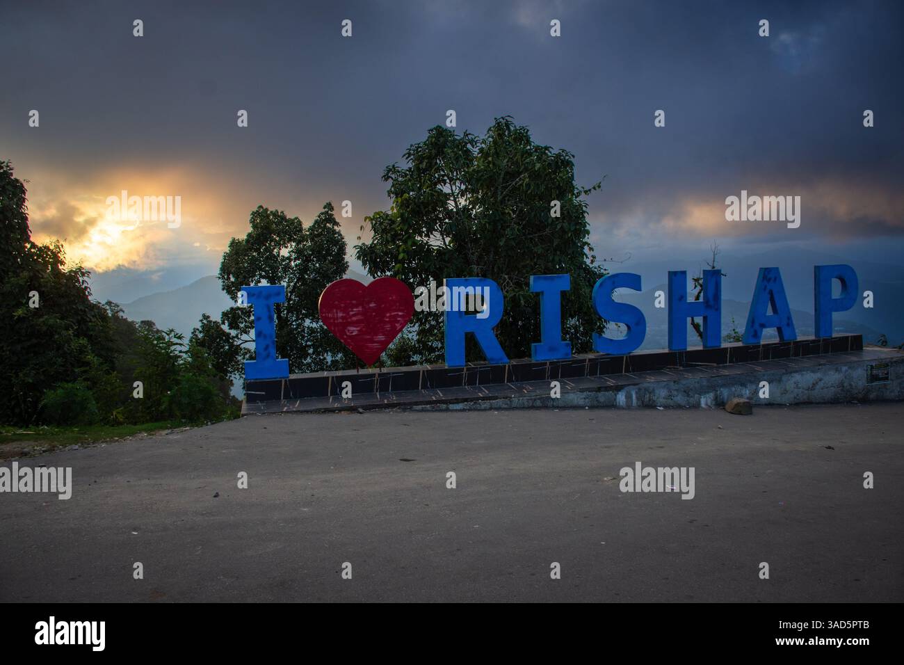 Vividly captures the iconic 'I Love Rishop' sign against a glowing ...