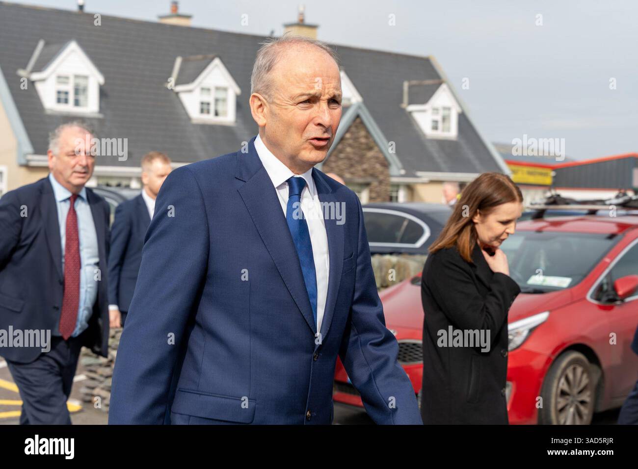 Taoiseach Micheal Martin arrives at St Finian's Church in Waterville ...