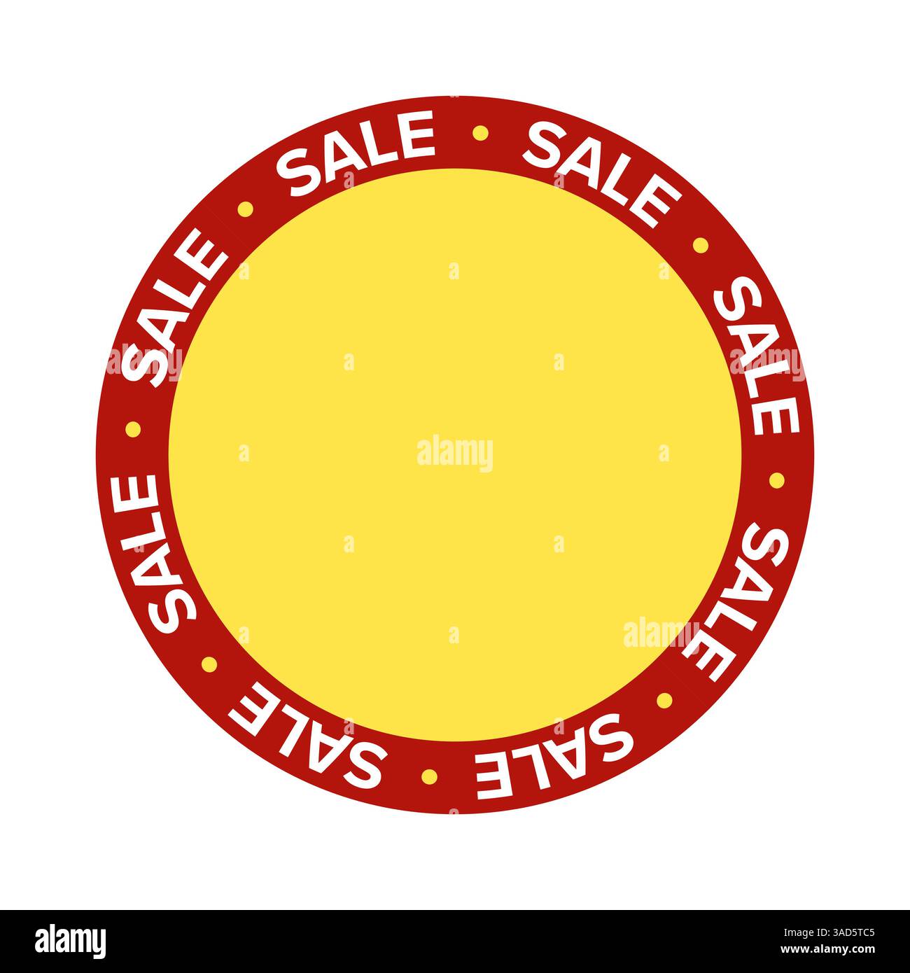 Round Sale Label with Bold Red Border and Yellow Center, Perfect for ...