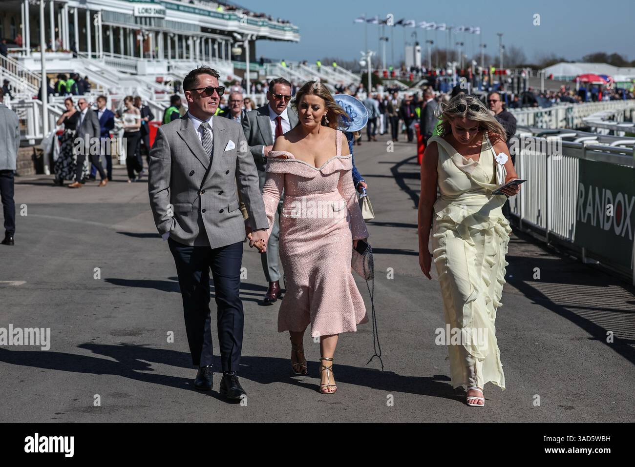 Racegoers arrive at the Aintree during the Randox Grand National 2025 ...