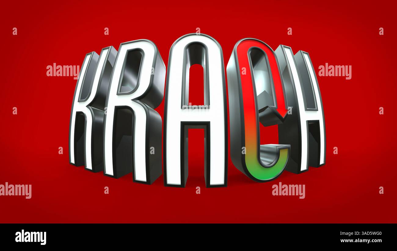 Stock market crash, 3D headline with red arrow on red background - 3D ...