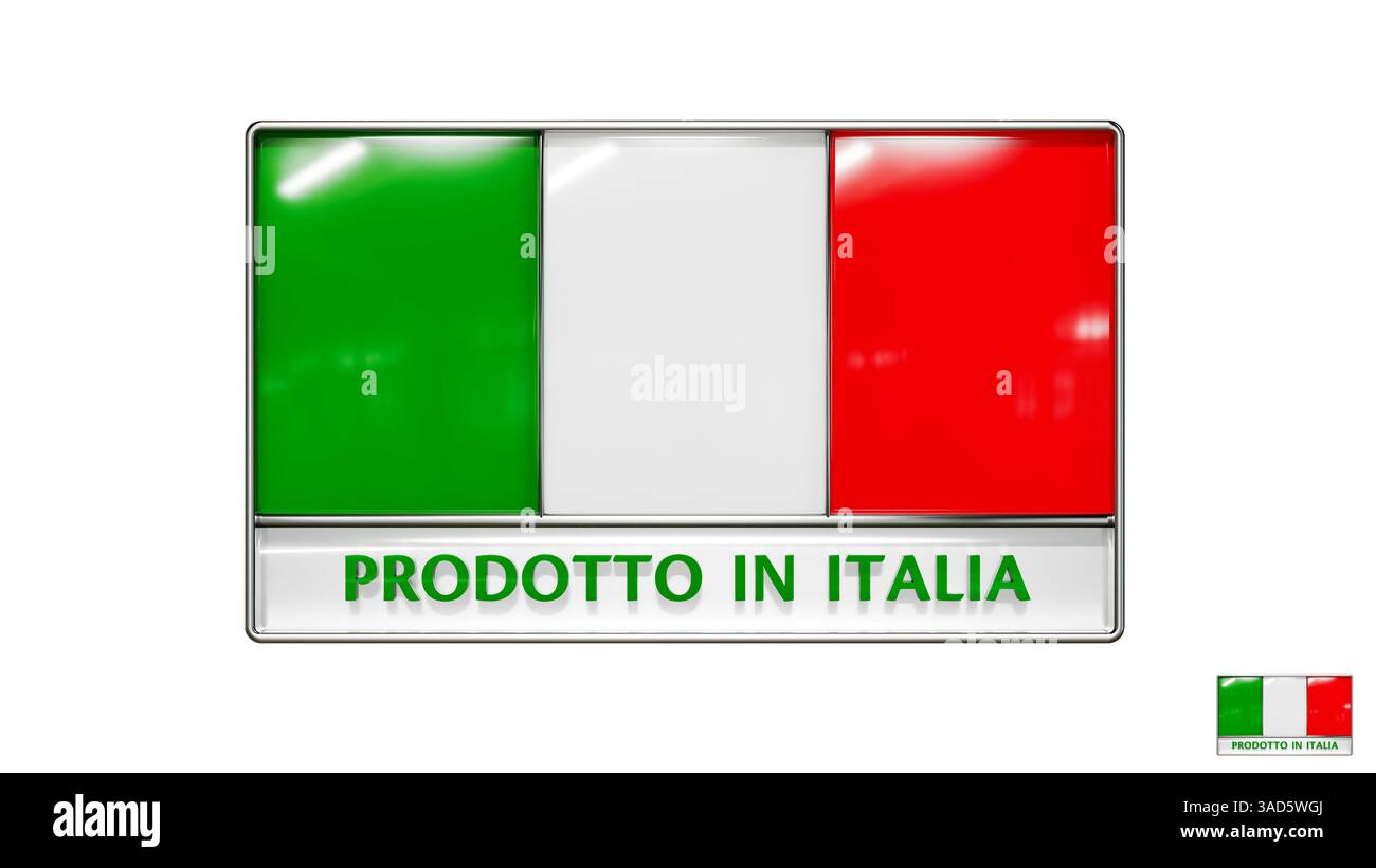 logo to highlight the products made in Italy - 3D rendering - white ...
