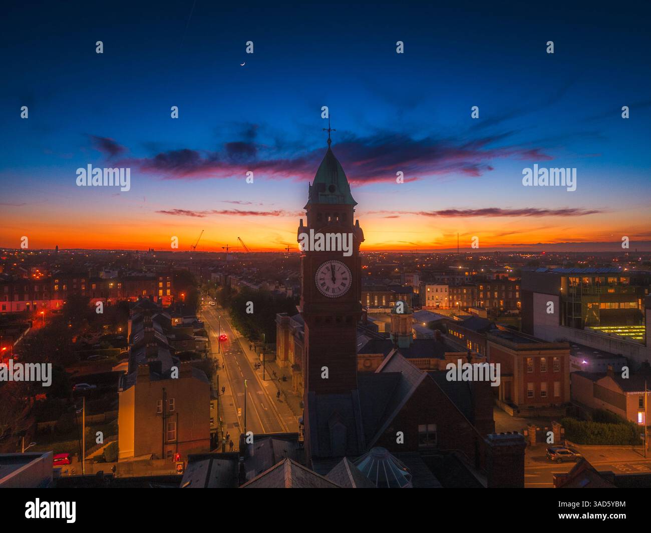 Blue hour at Rathmines clock tower Stock Photo - Alamy