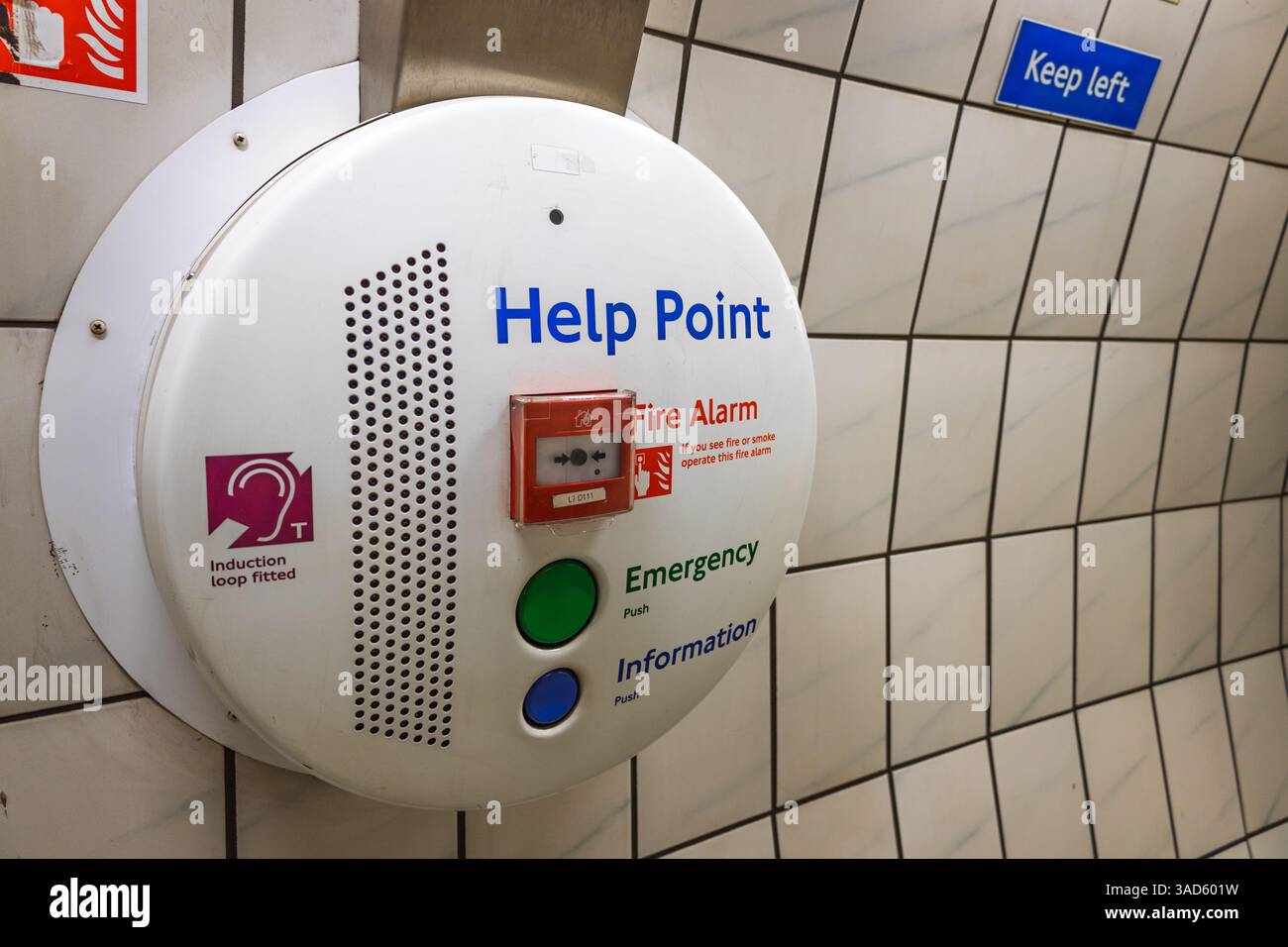 Help Point emergency assistance device on wall in London Tube station ...
