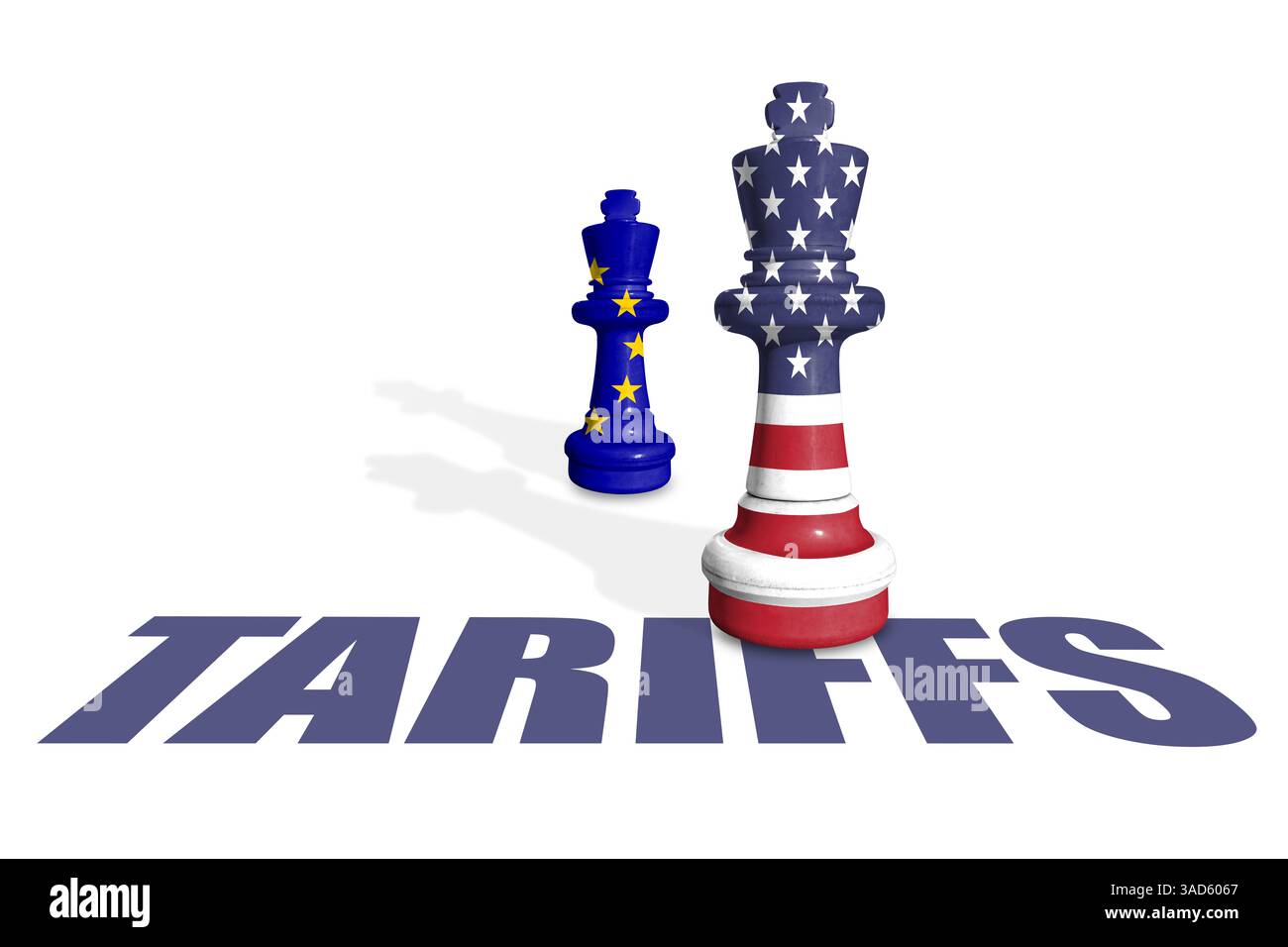Chess made from EU and US flags. Europe Union and USA tariffs, trade ...