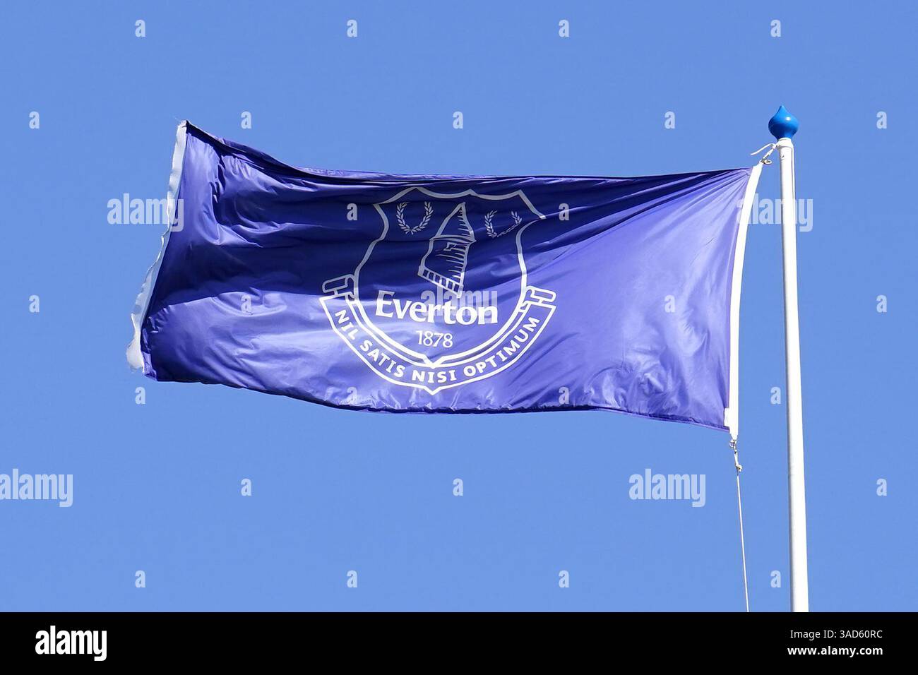Close up of a flag with the Everton club badge during the Premier ...