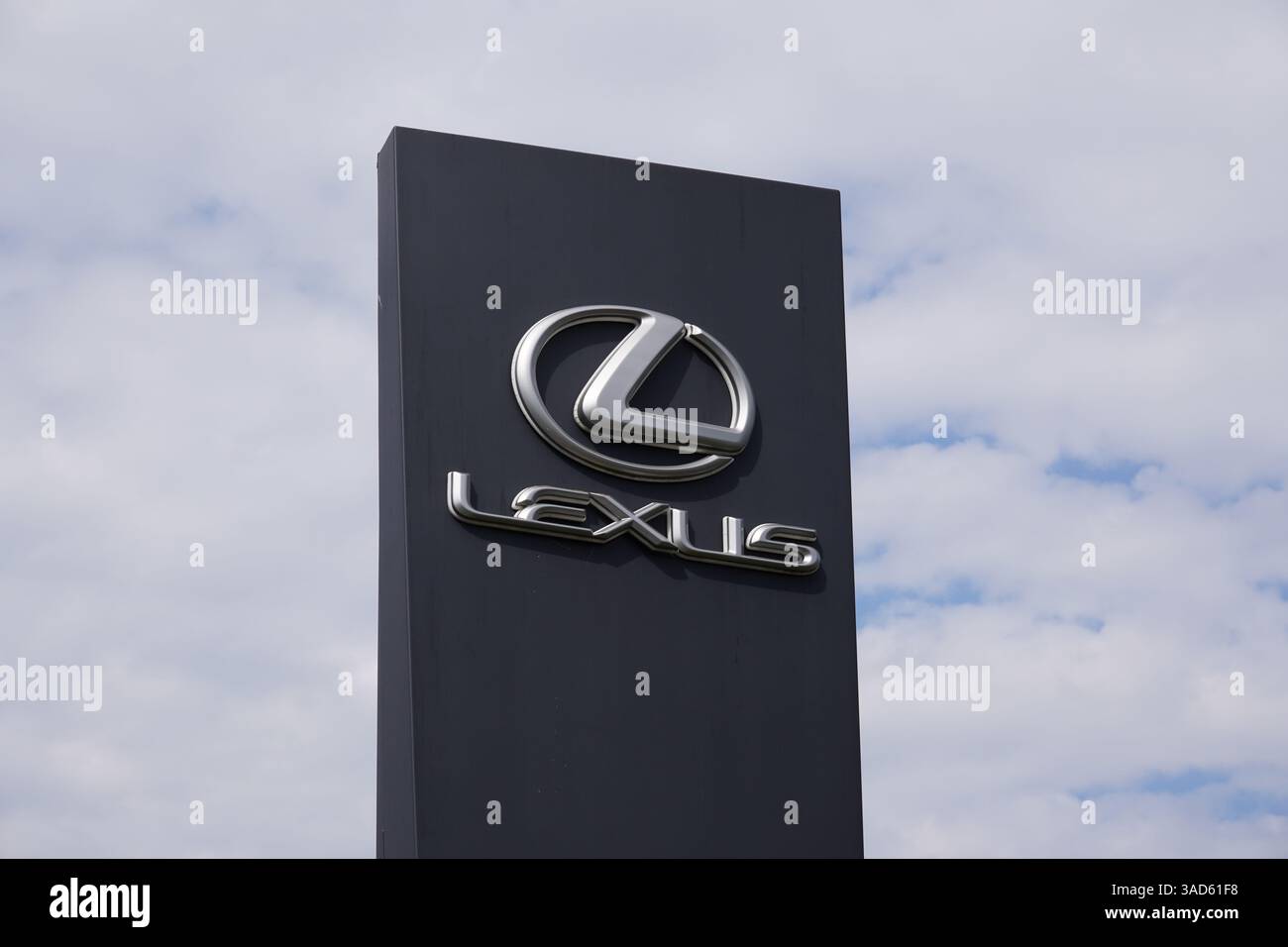 Lexus motor brand logo on signage at car dealership in Hedge End ...