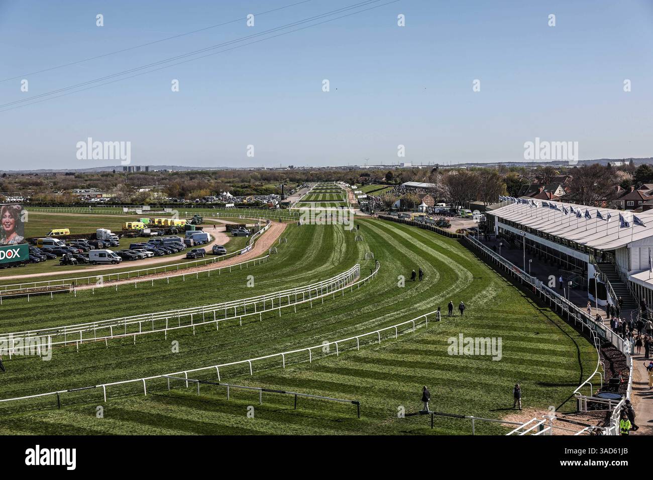 A general view of Aintree during the Randox Grand National 2025 Day 3 ...