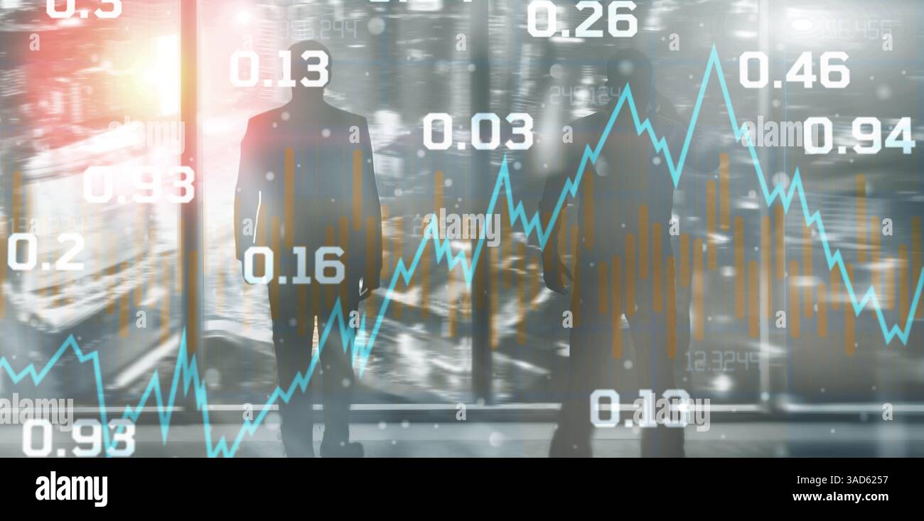 Economic growth chart. Business chart and reflection buildings Stock ...