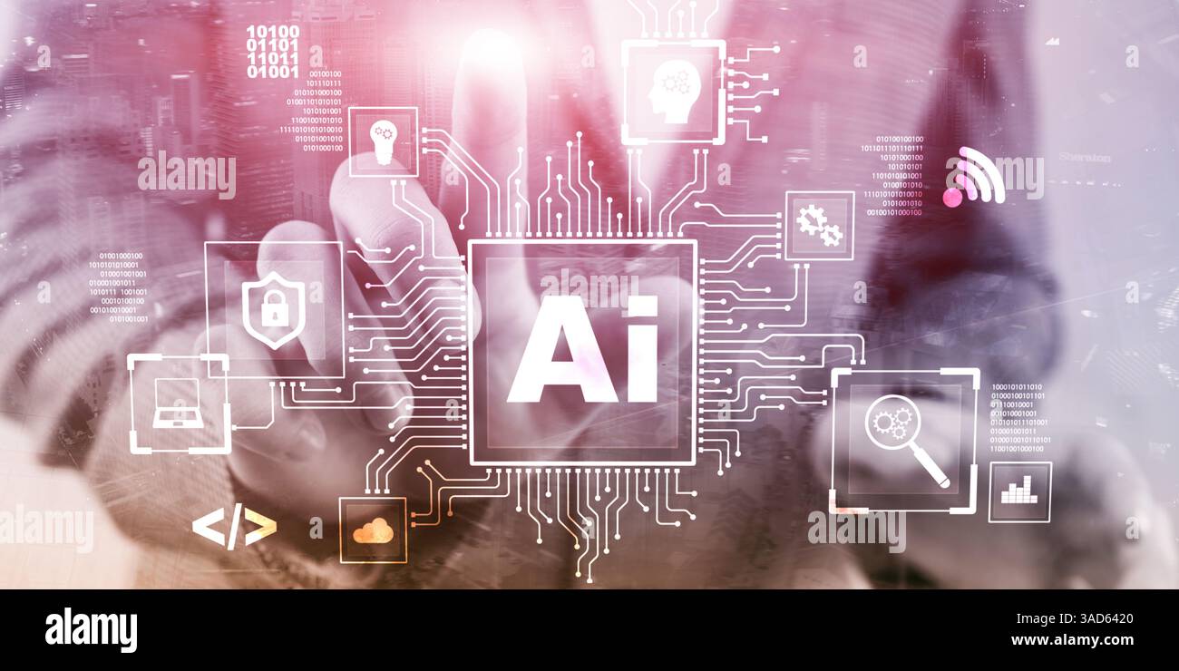 Artificial Intelligence Processor Concept. AI Big Data Array ...