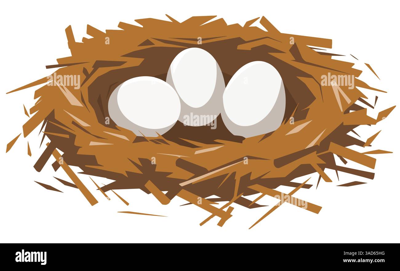 Nest with an egg, a place for chicks. Cartoon flat illustration ...