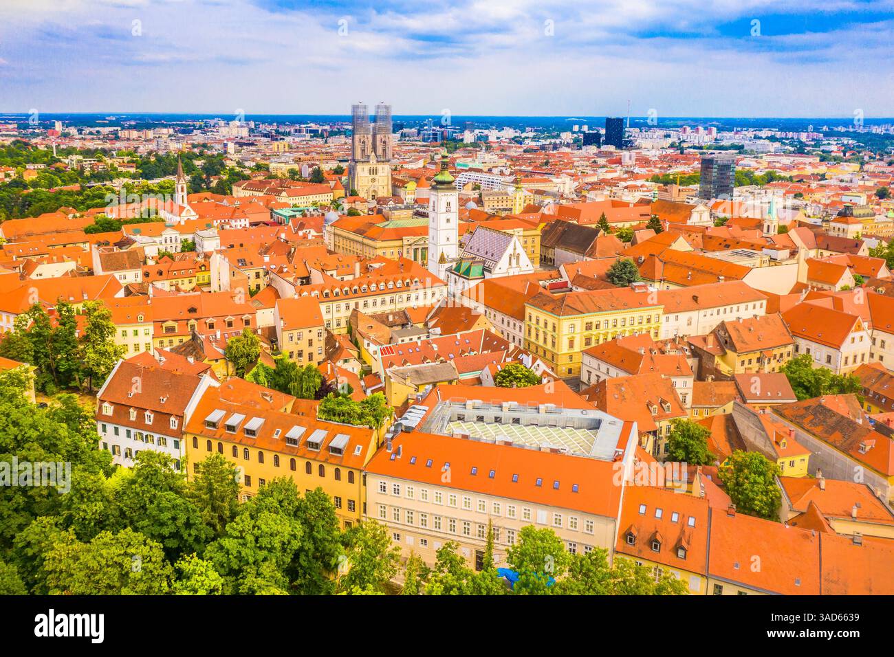 Stunning drone aerial image of old town of Zagreb, capital of Croatia ...