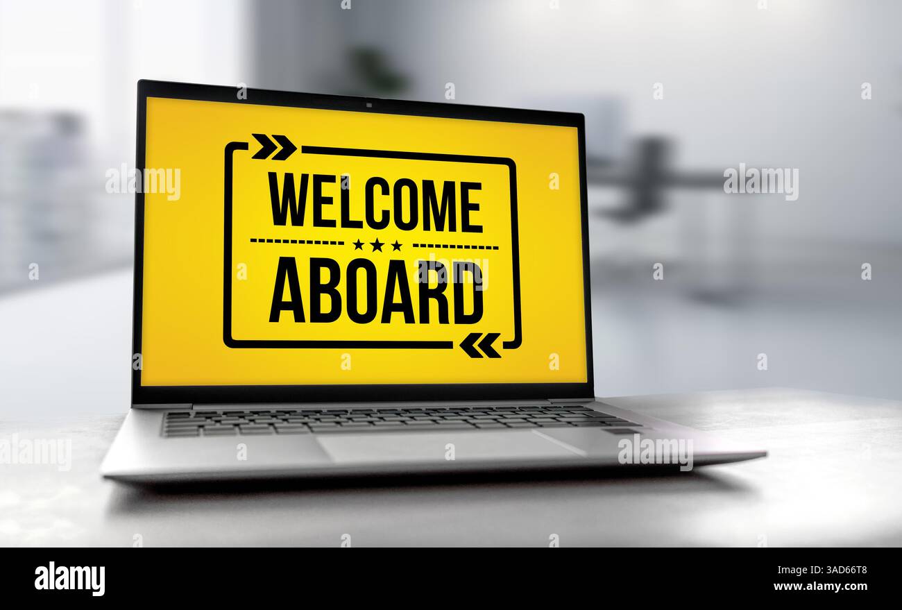 Welcome Aboard - business slogan Stock Photo - Alamy