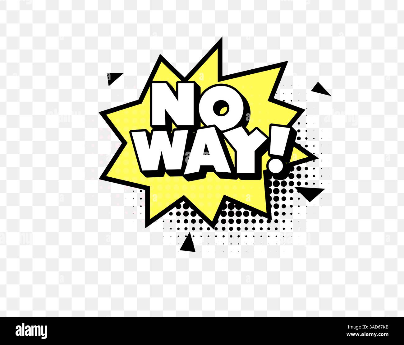 Comic Style No Way Text in Yellow Burst with Bold Letters and Halftone ...