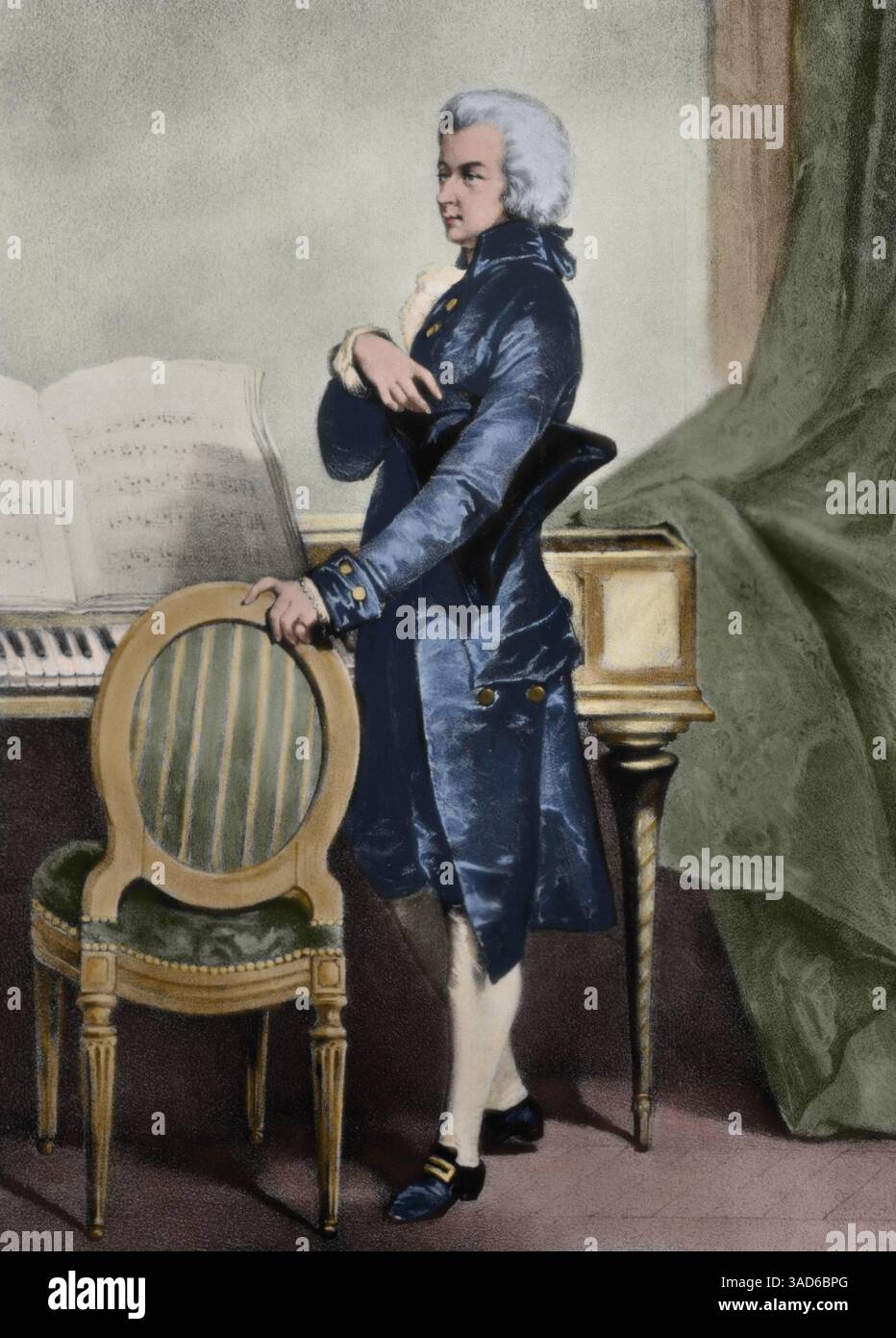 Wolfgang Amadeus Mozart (1756-1791). Austrian composer. Portrait. 19th century lithography ...