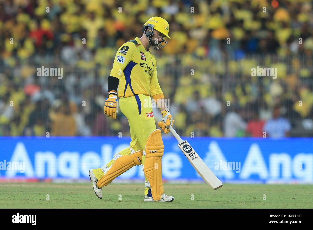 Chennai Super Kings' Devon Conway walks off the field after losing his ...