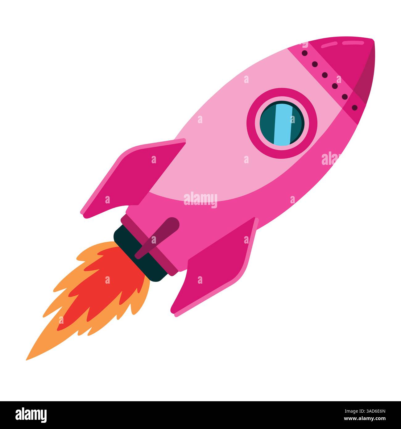 Pink rocket launcher startup icon. Vector illustration of a modern ...