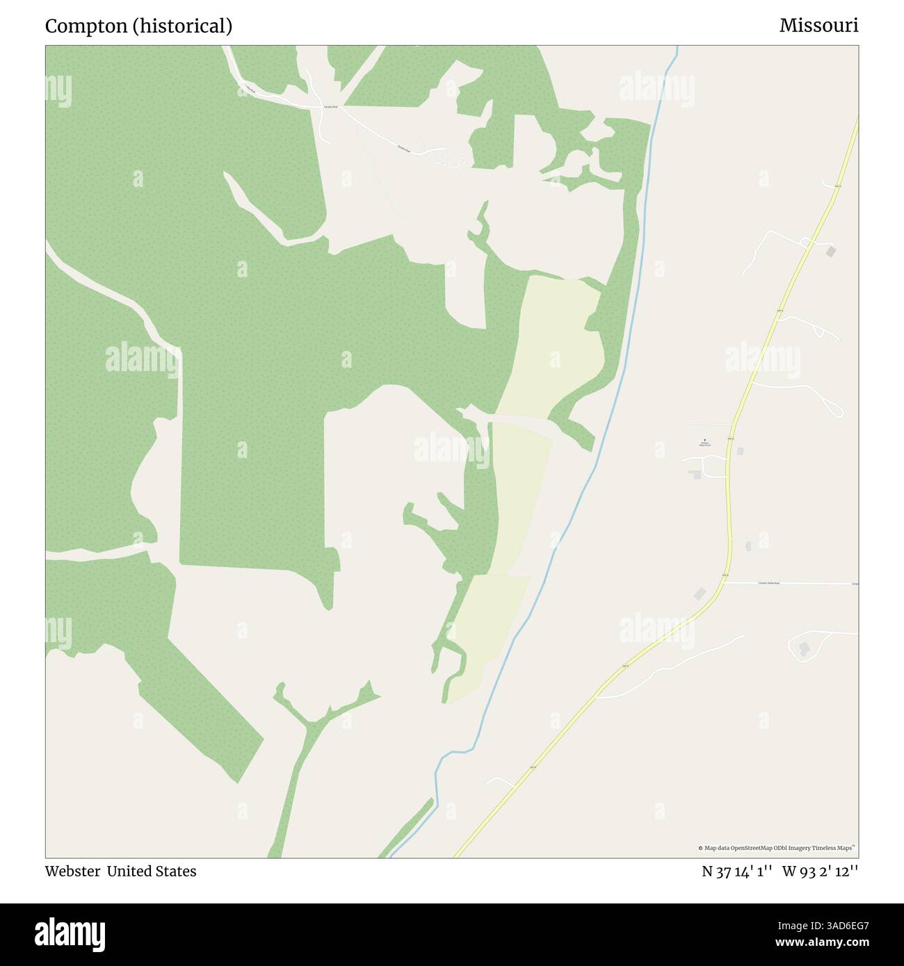 Compton (historical), Webster, United States, Missouri, N 37 14' 1'', W ...