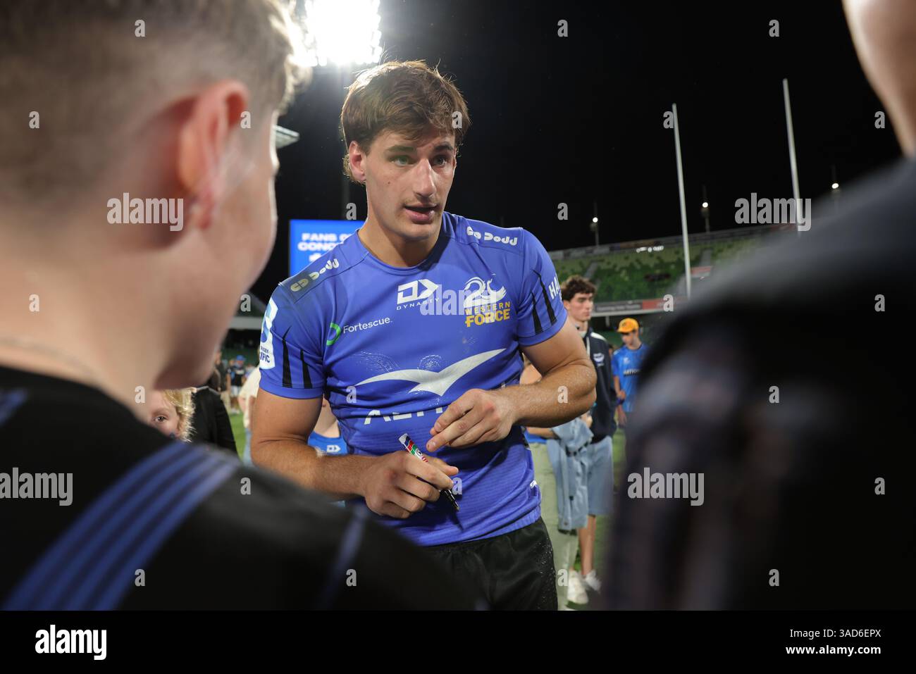 Perth, Australia. 05th Apr, 2025. George Poolman of the Force greets ...