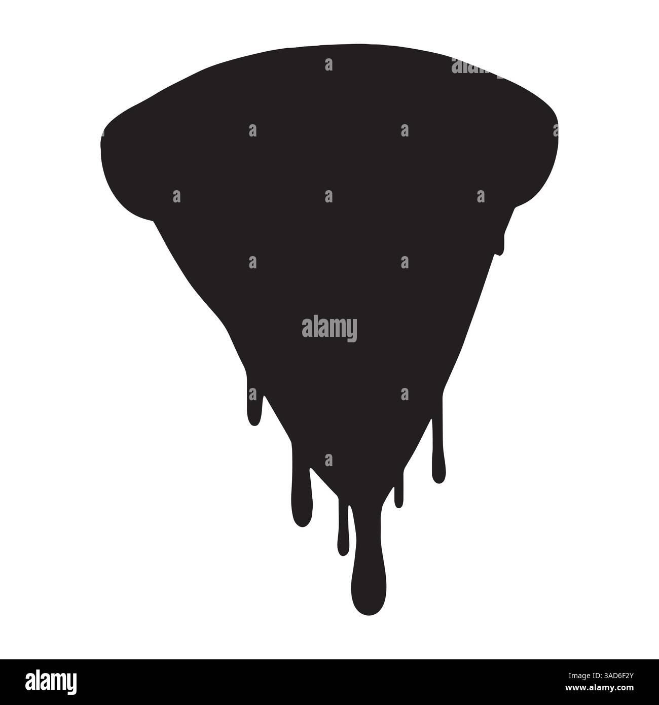 Pizza slice silhouette with flowing cheese, isolated on white. Vector ...
