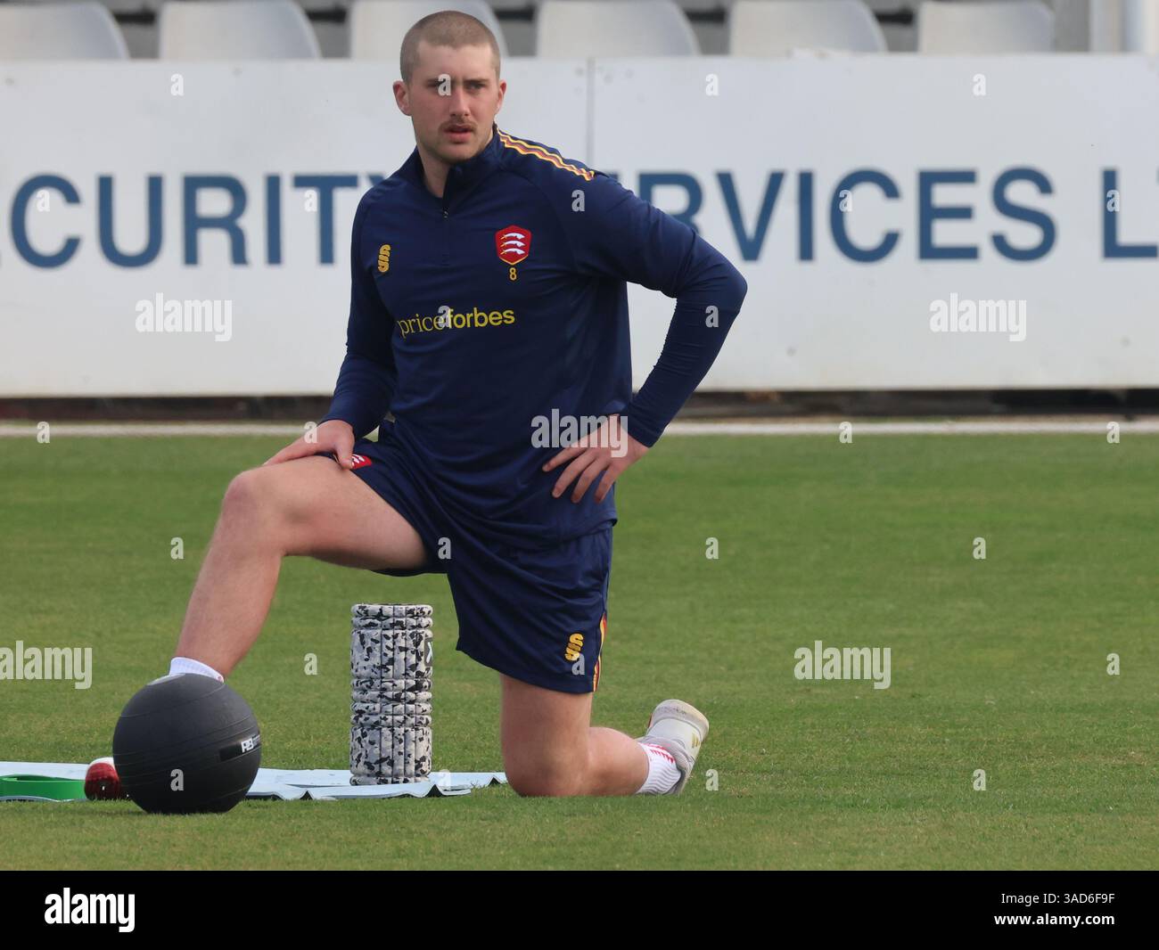 Chelmsford, UK. 04th Apr, 2025. CHELMSFORD, ENGLAND -Essex's Noah Thain ...