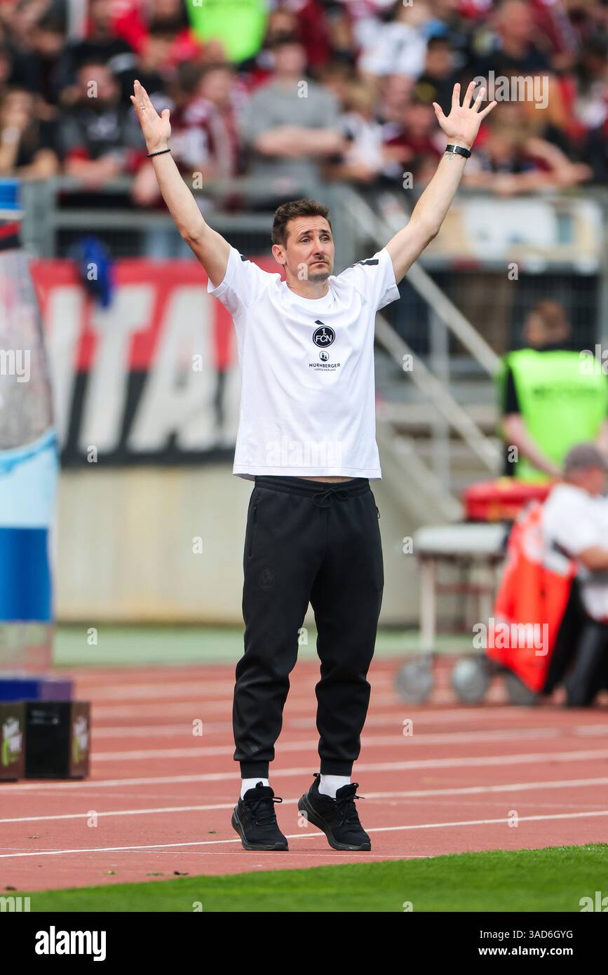 Nuremberg, Germany. 05th Apr, 2025. Soccer, Bundesliga 2, 1. FC ...