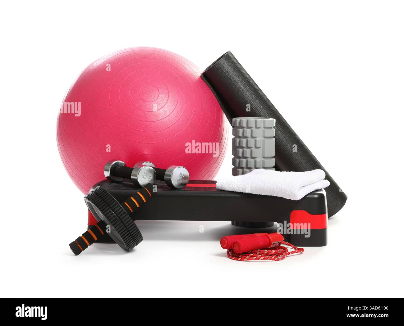 Many different fitness equipment isolated on white Stock Photo - Alamy