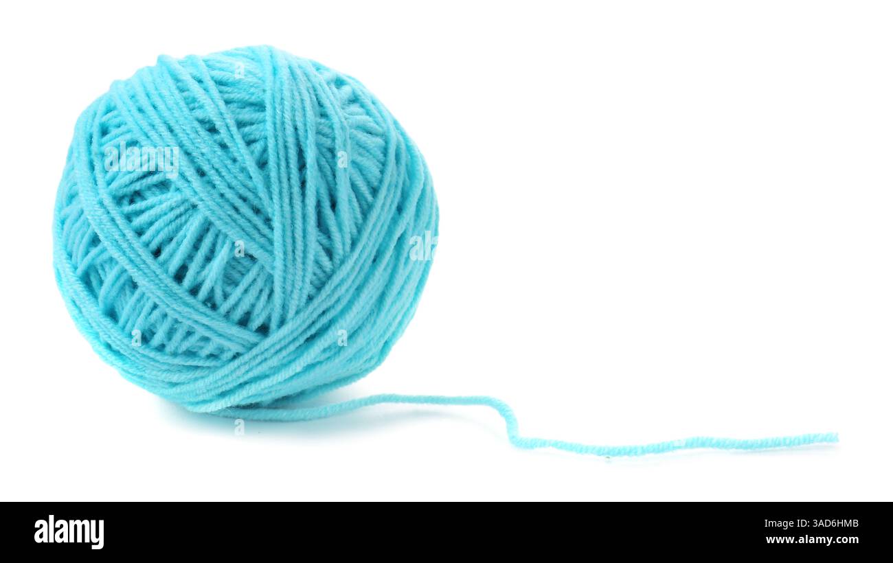 Ball of light blue yarn isolated on white Stock Photo - Alamy