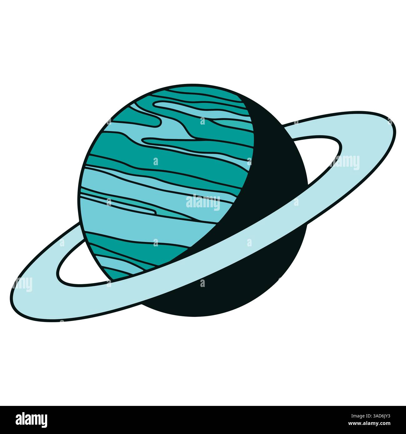 planet Uranus with a simple, clean design. Isolated on a white ...