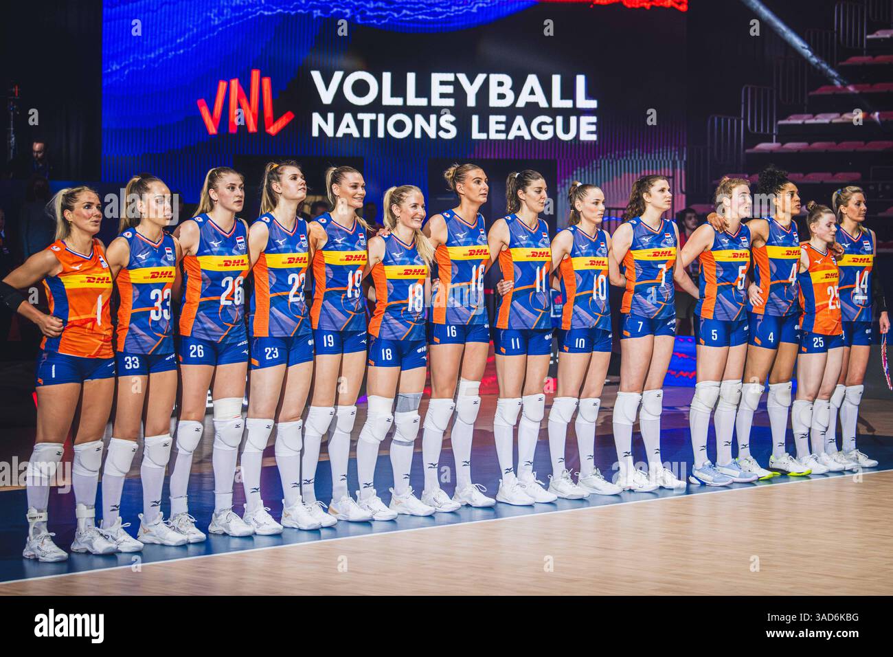 Volleyball players from Poland and the Nederlands in action during the FIVB Women Volleyball ...