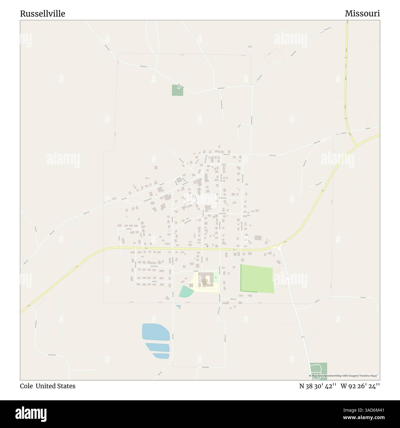 Russellville, Cole, United States, Missouri, N 38 30' 42'', W 92 26' 24 ...