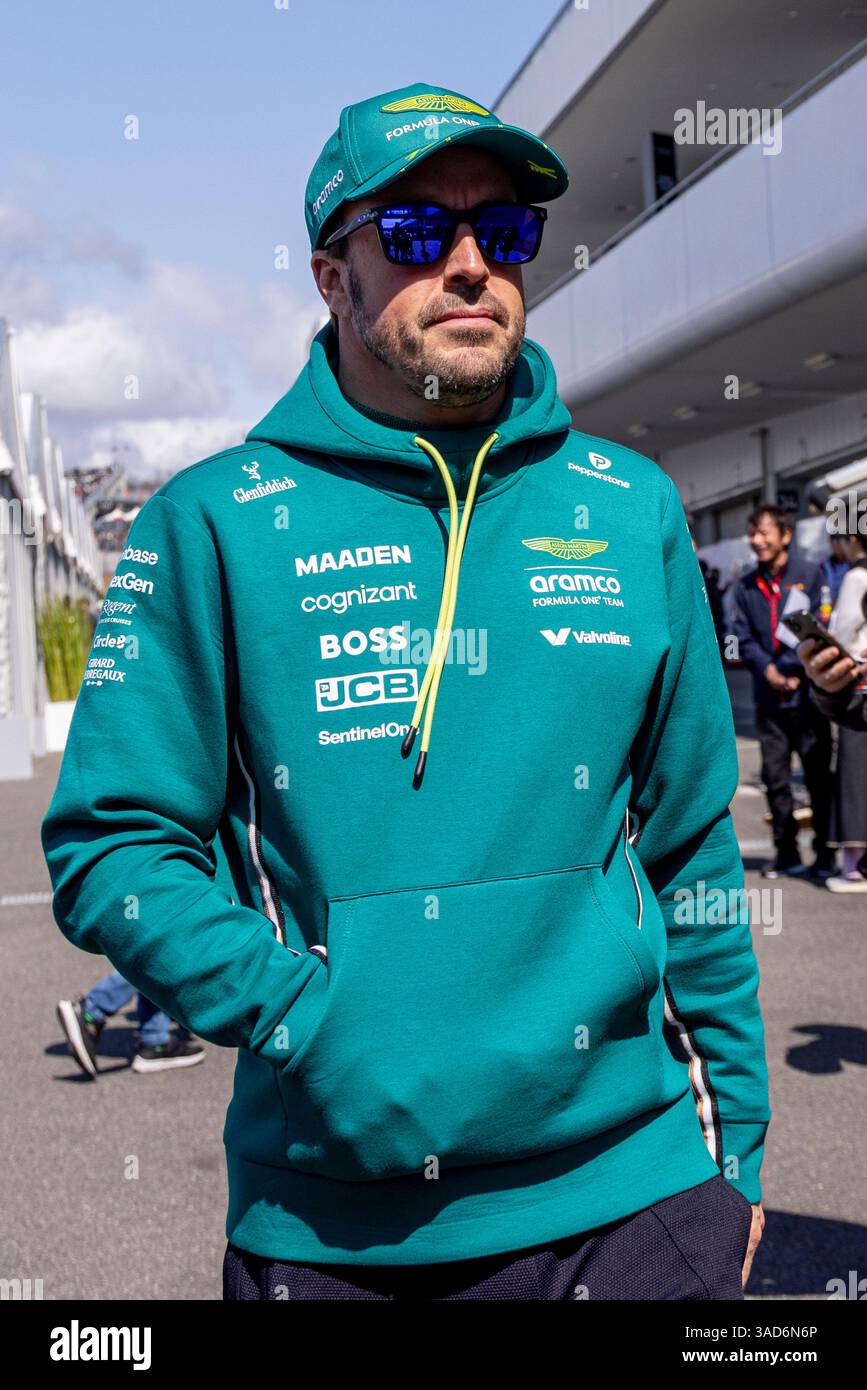 SUZUKA, JAPAN - APRIL 04: Fernando Alonso of Spain and Aston Martin F1 ...