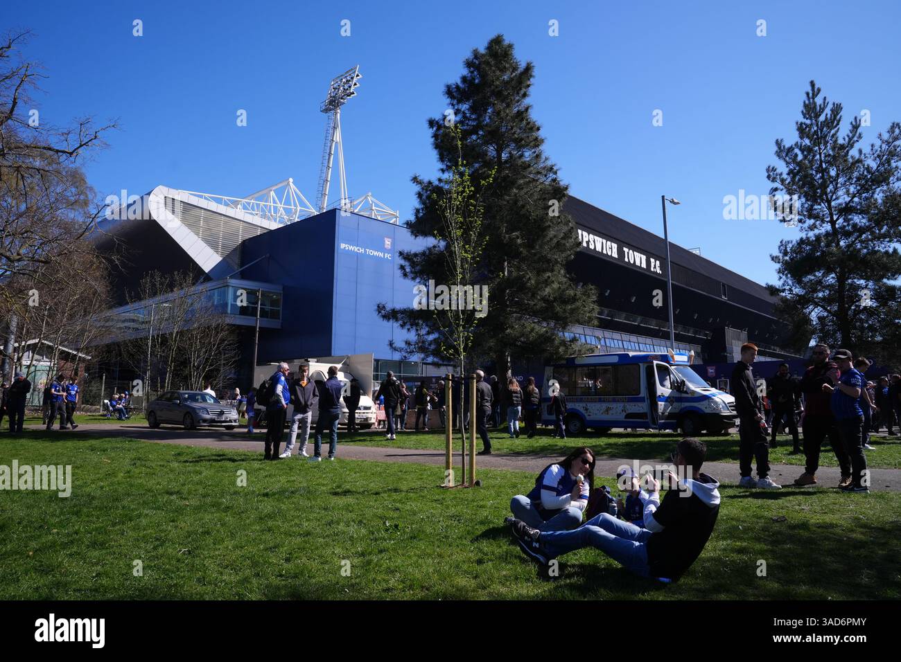 A general view of fans outside of the ground before the Premier League ...
