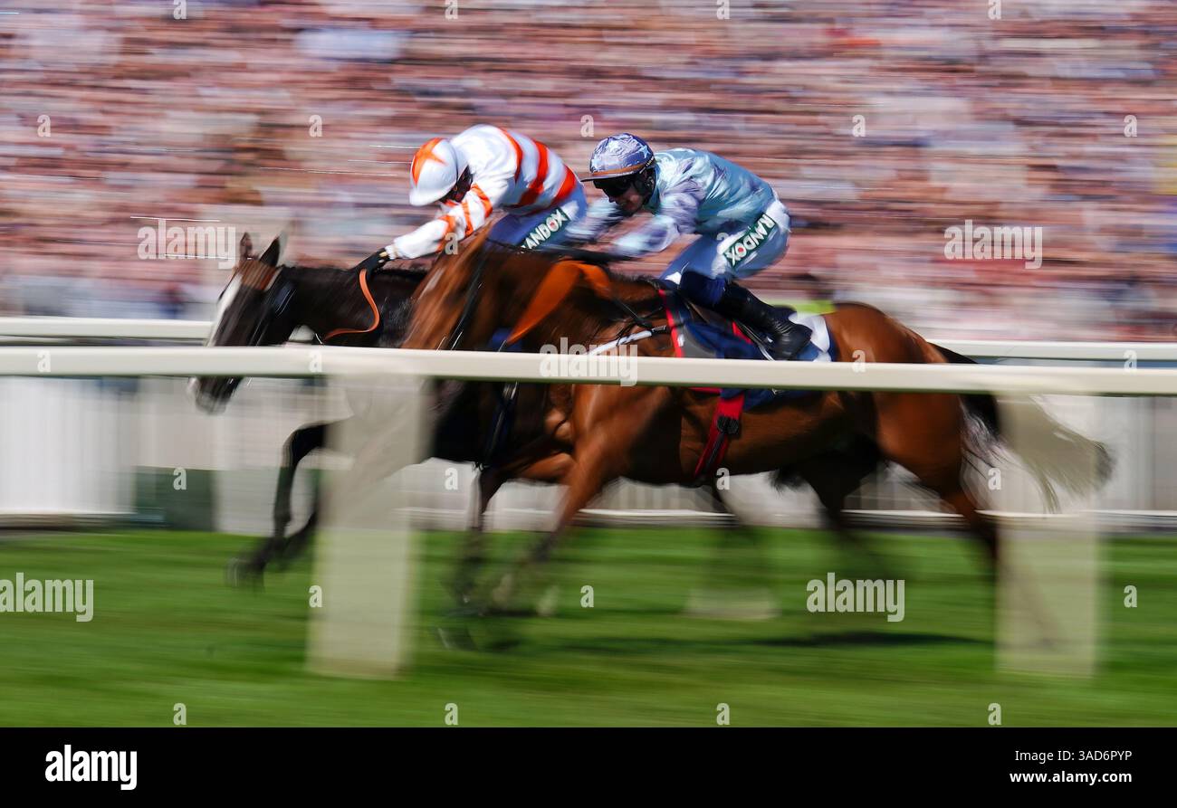 Deep Cave ridden by Jack Tudor (left) on their way to winning the ...