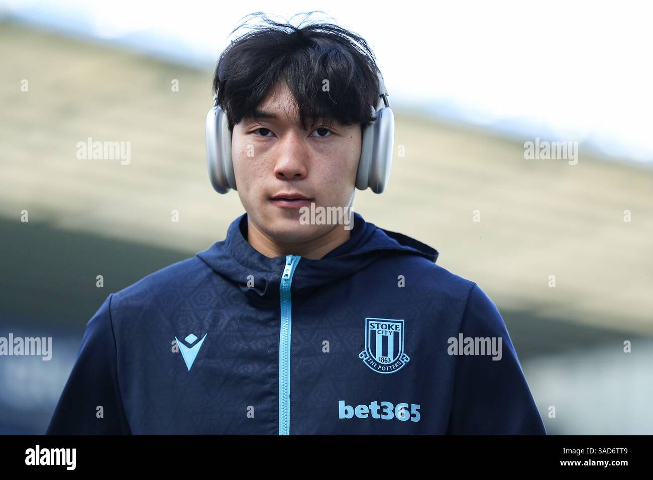 Bae Jun-Ho of Stoke City arrives at stadium during the Sky Bet ...
