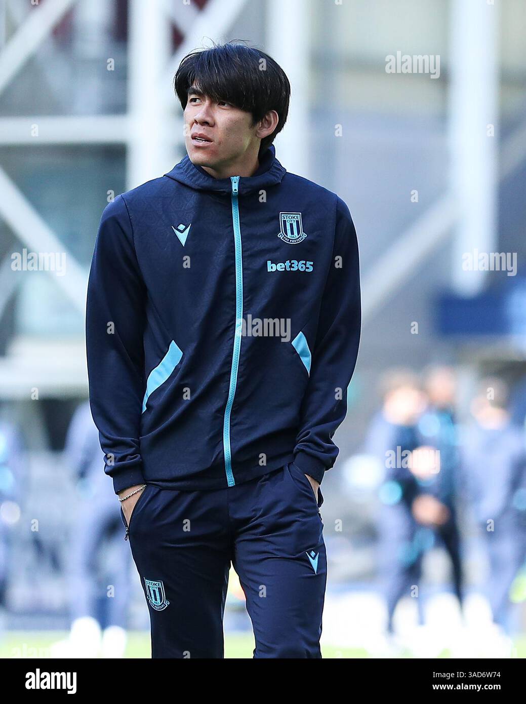 Preston, UK. 05th Apr, 2025. Tatsuki Seko of Stoke City arrives at ...