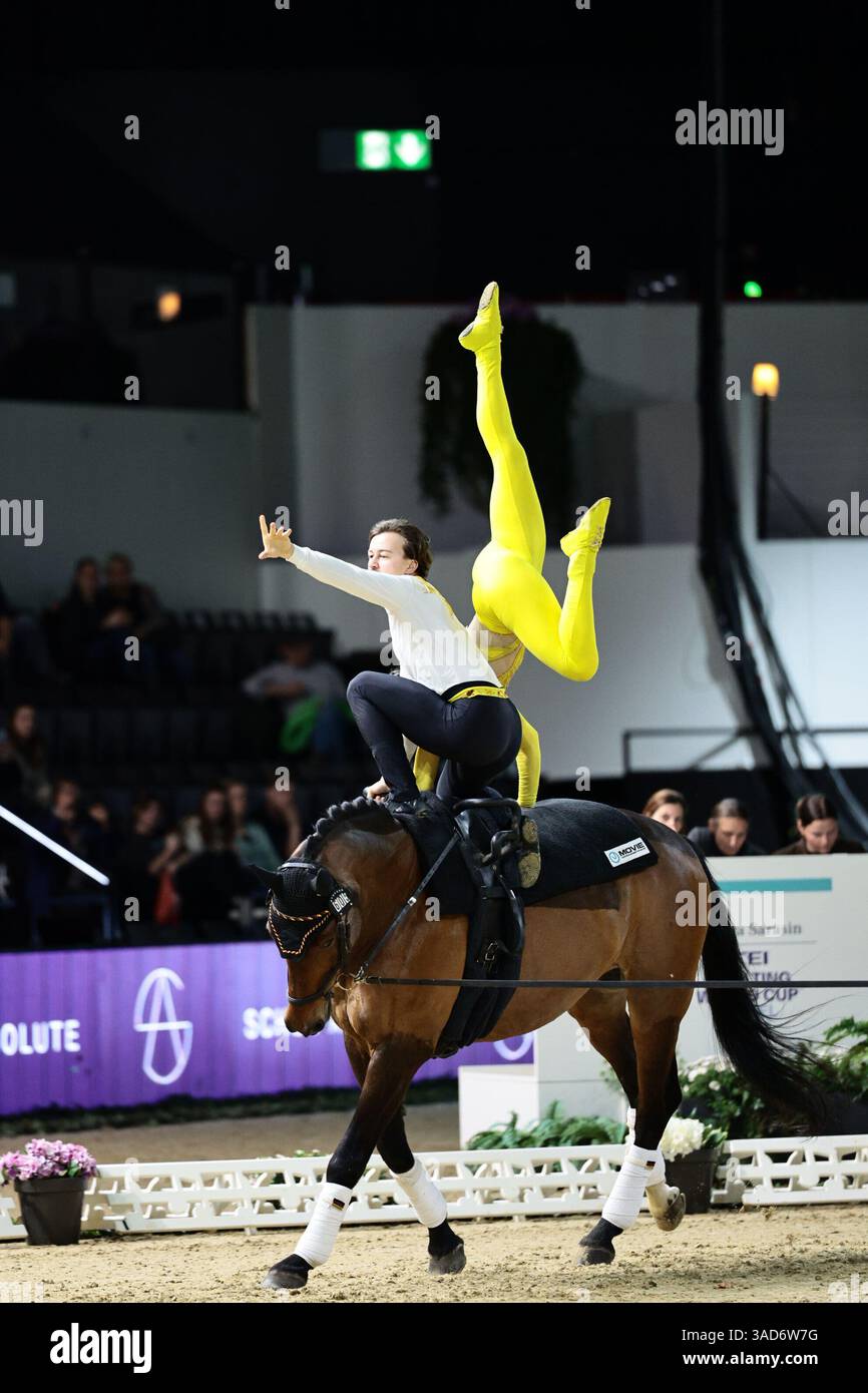 Diana HARWARDT, Peter KÜNNE of Germany with DSP SIR LAULAU during the FEI Vaulting World Cup ...