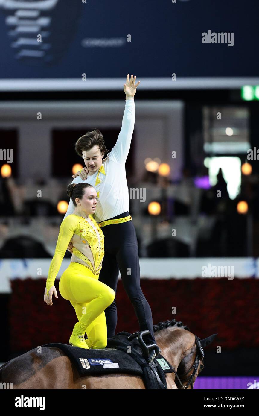 Diana HARWARDT, Peter KÜNNE of Germany with DSP SIR LAULAU during the FEI Vaulting World Cup ...