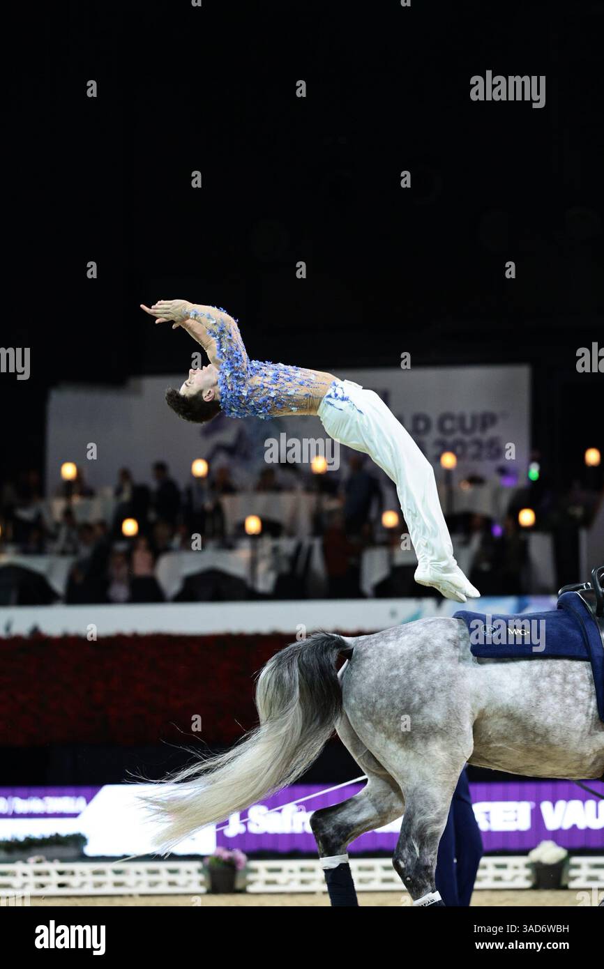 Rebecca GREGGIO, Davide ZANELLA of Italy with ORLANDO TANCREDI during the FEI Vaulting World Cup ...