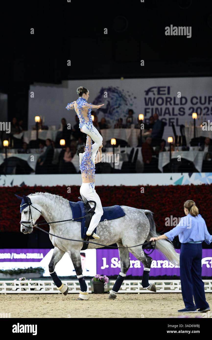 Rebecca GREGGIO, Davide ZANELLA of Italy with ORLANDO TANCREDI during the FEI Vaulting World Cup ...